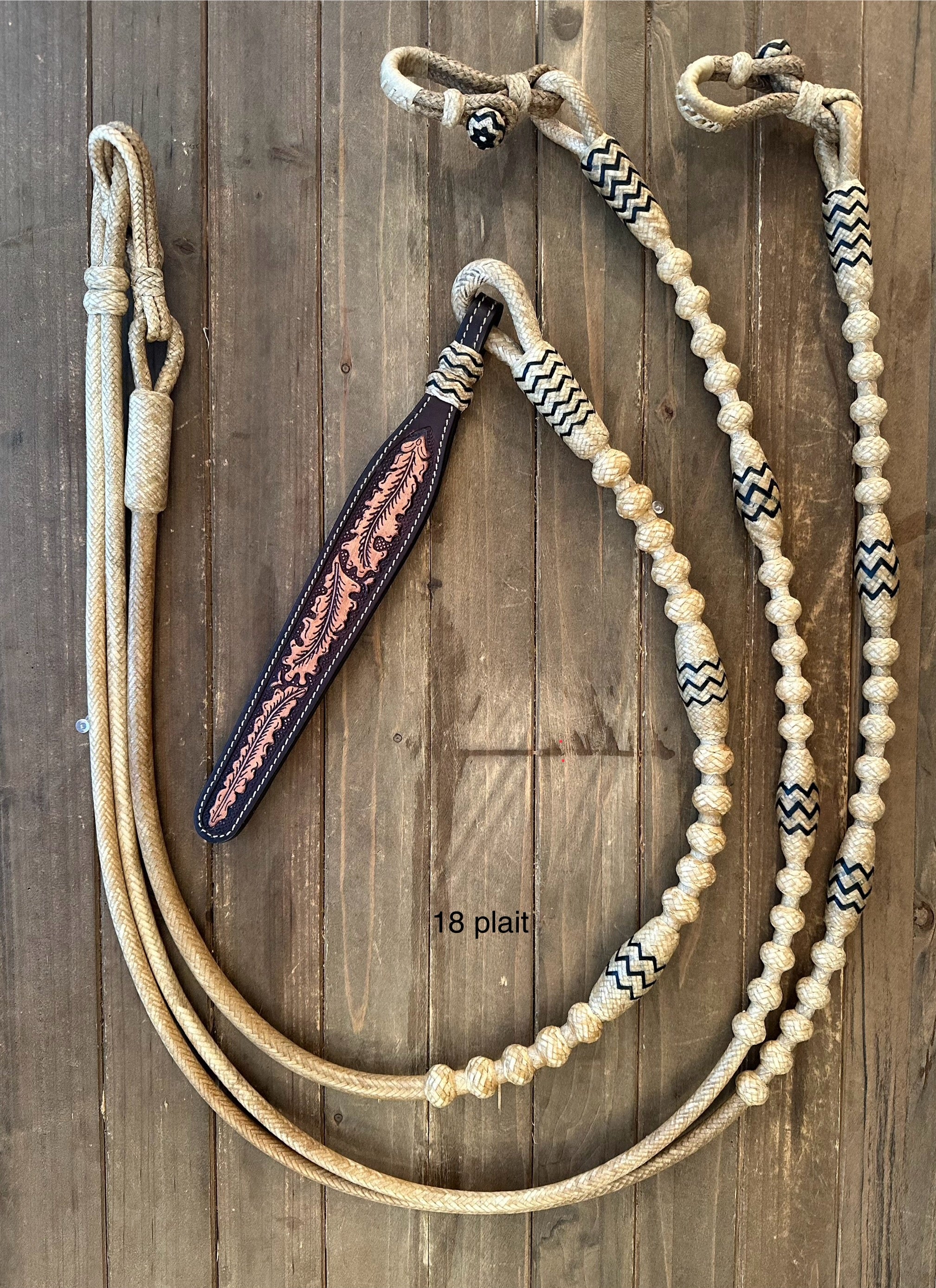 Romal Reins 18 Plait GM Pattern Natural with Black Accents #MC18 SALE ...