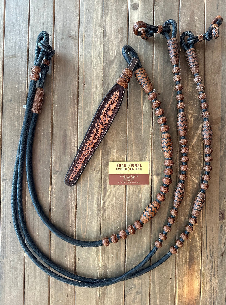 Romal Reins 30 plait GM Pattern Special Edition Black/Carmel #M30bc ...