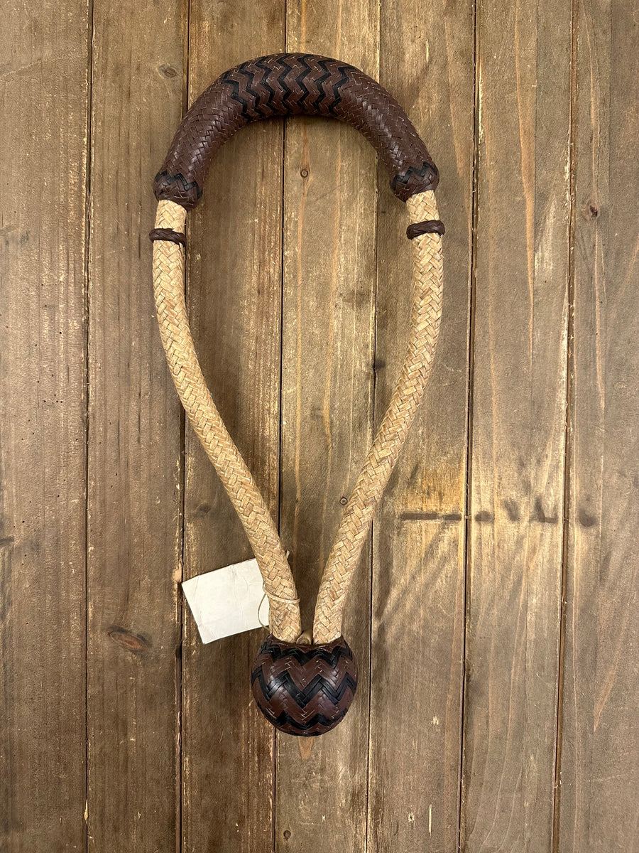 Bosal 5/8" 16 Plait Beveled Rawhide Natural with Dark Brown Kangaroo N ...